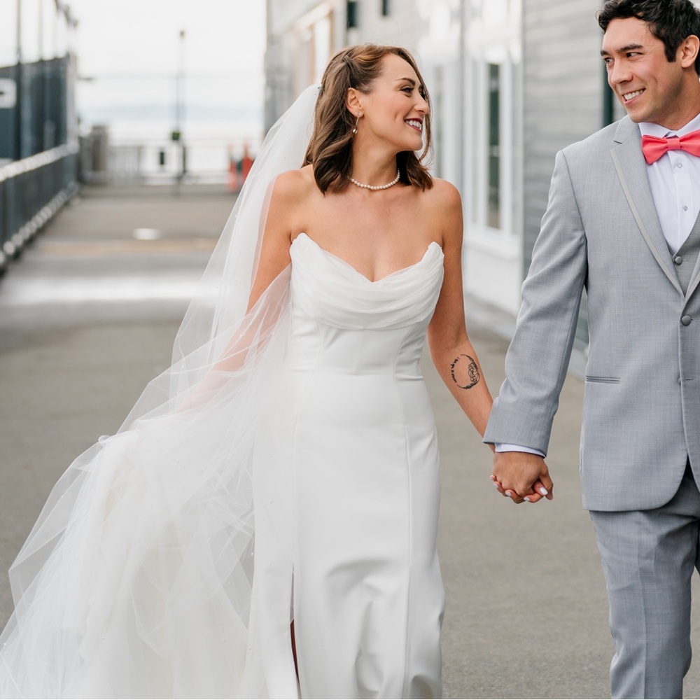 Sarah Seven White Wedding Dress - Gem